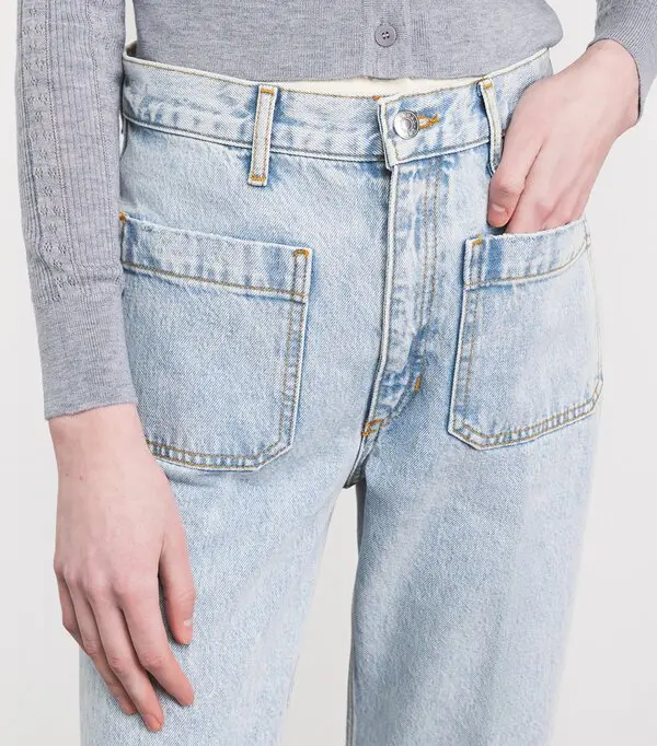 Sandro Straight-leg High-rise Patch Pocket Jeans - Blue