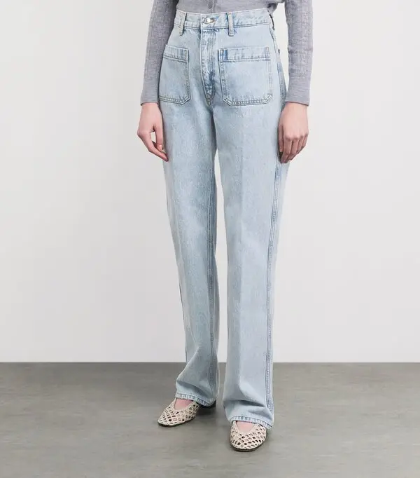Sandro Straight-leg High-rise Patch Pocket Jeans - Blue