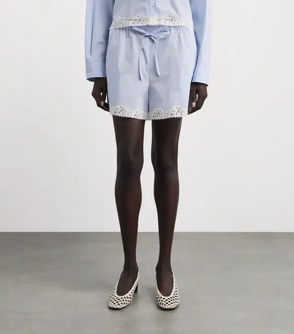 Sandro Cotton Lace-detail Shorts - Blue