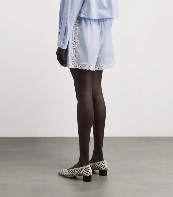 Sandro Cotton Lace-detail Shorts - Blue
