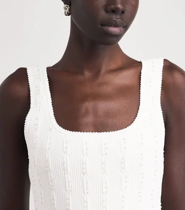 Sandro Beaded Knit Mini Dress - Beige