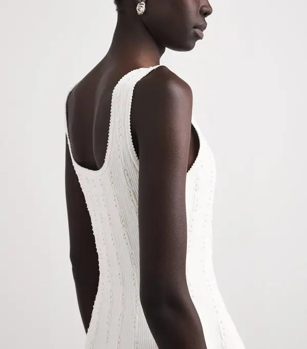 Sandro Beaded Knit Mini Dress - Beige