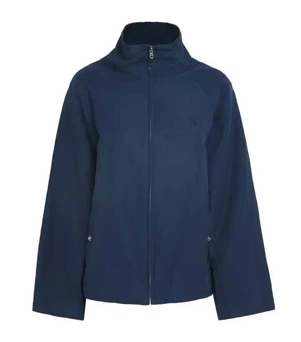 Sandro Embroidered Logo Funnel-neck Jacket - Blue