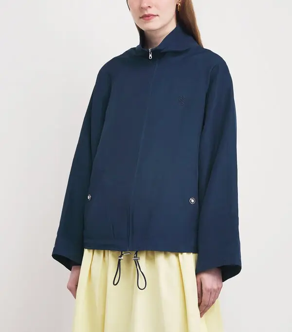 Sandro Embroidered Logo Funnel-neck Jacket - Blue
