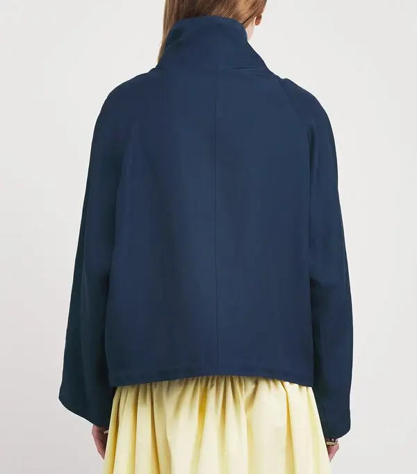 Sandro Embroidered Logo Funnel-neck Jacket - Blue