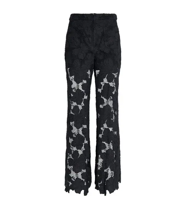 Sandro Guipure Lace Flared Trousers - Black
