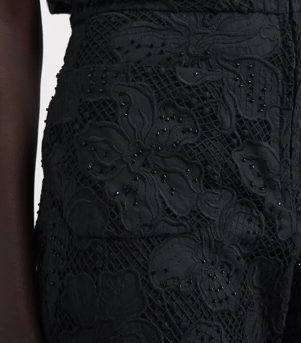 Sandro Guipure Lace Flared Trousers - Black