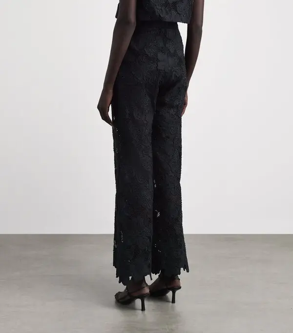 Sandro Guipure Lace Flared Trousers - Black