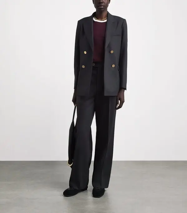Sandro Virgin Wool Double-breasted Blazer - Black