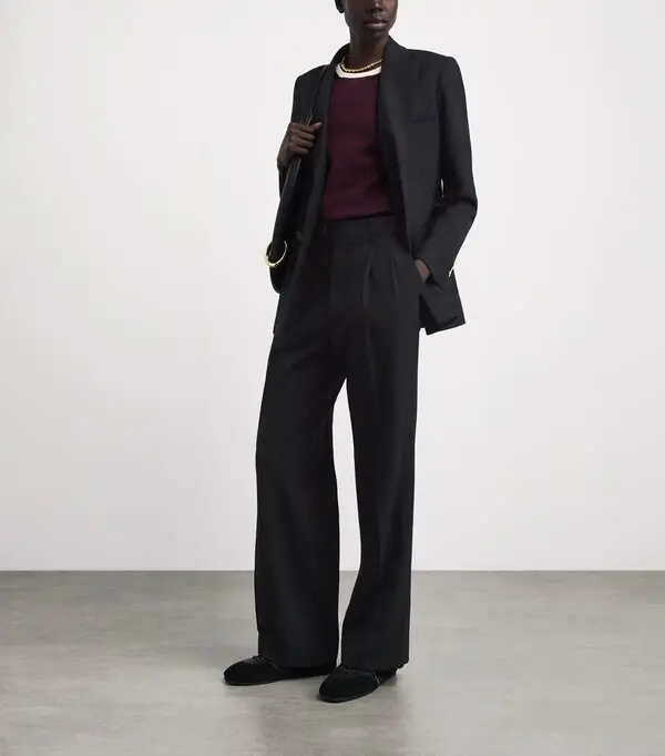 Sandro Wool Pleated Trousers - Black