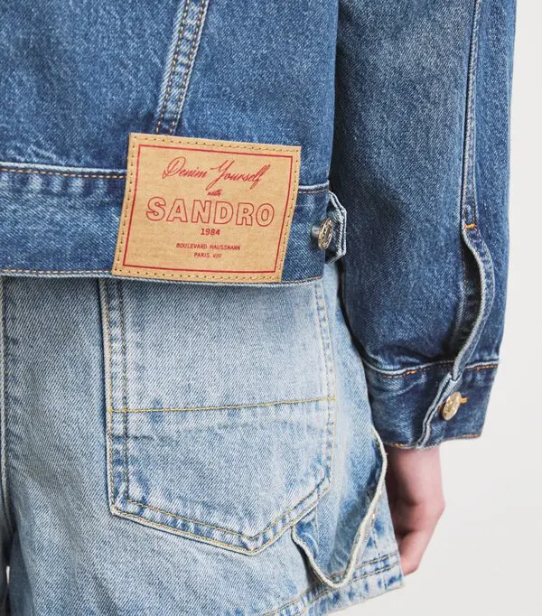 Sandro Suede-trim Denim Jacket - Blue