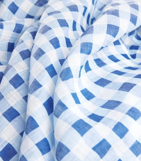 Sandro Linen-blend Gingham Maxi Dress - Blue