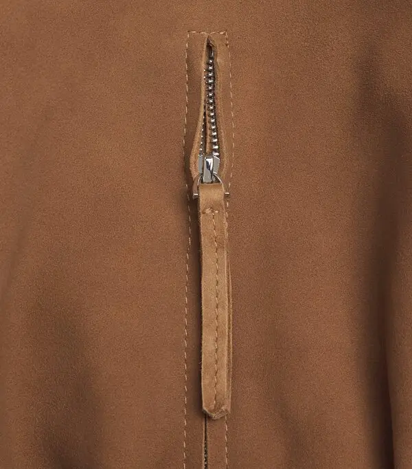 Sandro Suede Studded Bomber Jacket - Beige