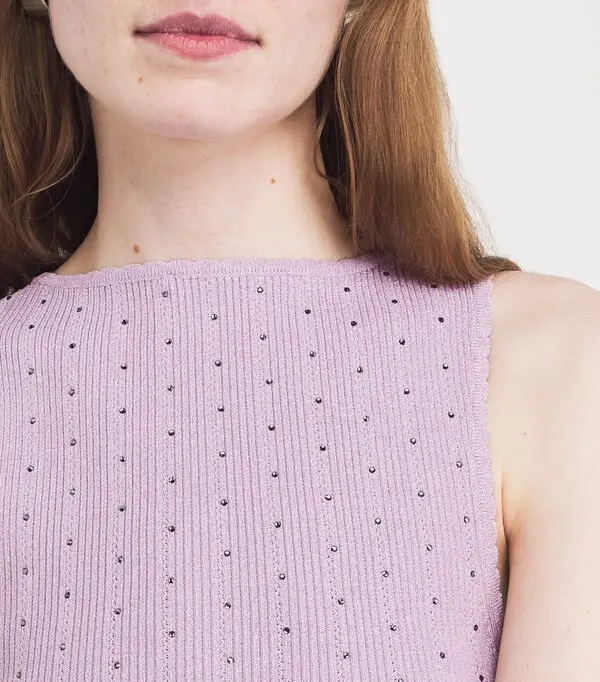 Sandro Embellished Knit Tank Top - Purple