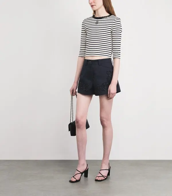Sandro Cotton Embroidered Shorts