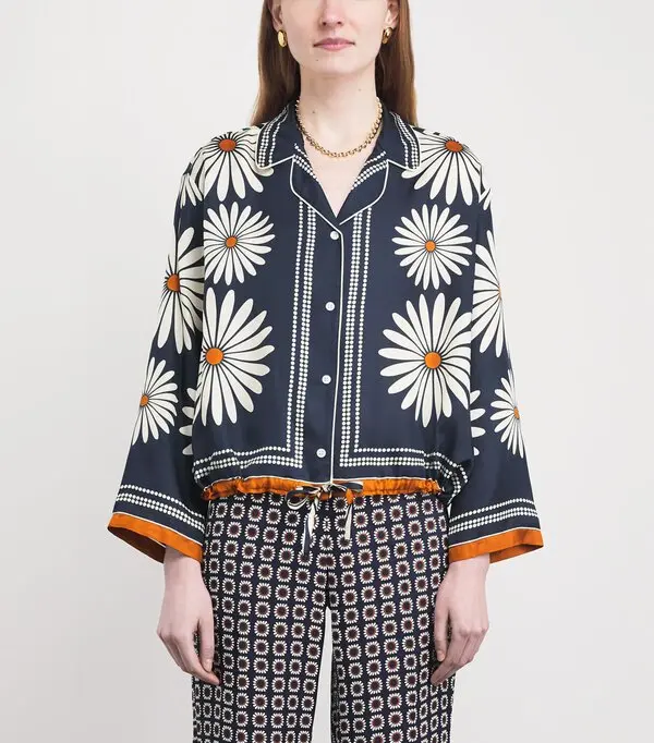 Sandro Floral Print Silk Shirt