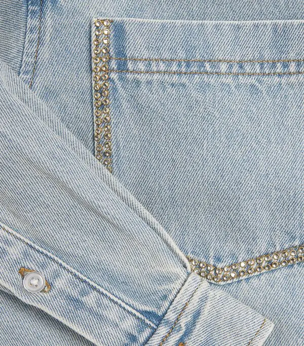 Sandro Embellished Denim Shirt - Blue