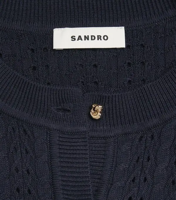Sandro Cropped Openwork Cardigan - Blue