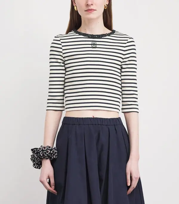 Sandro Stretch-cotton Stripe Crop Top