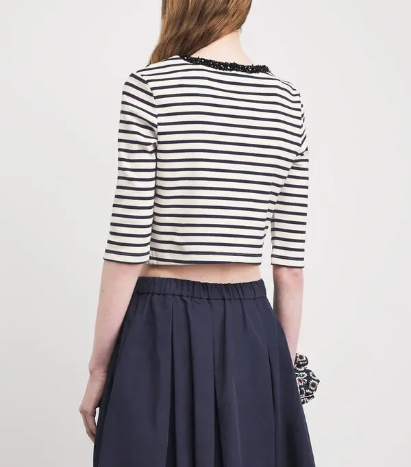 Sandro Stretch-cotton Stripe Crop Top