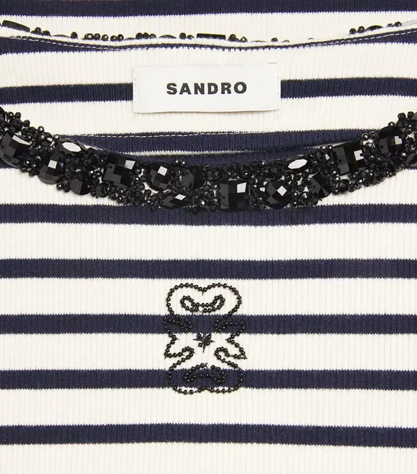 Sandro Stretch-cotton Stripe Crop Top