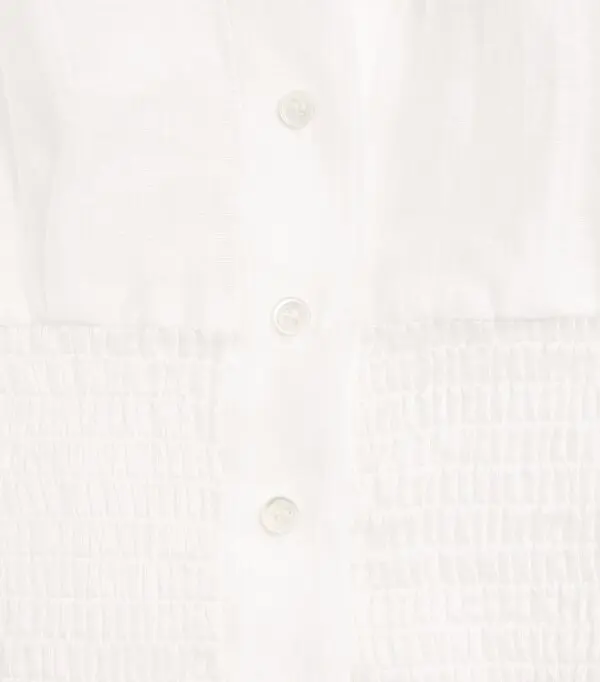 Sandro Linen-blend Smocked Shirt - Beige