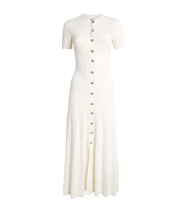 Sandro Knit Button-through Midi Dress - Beige
