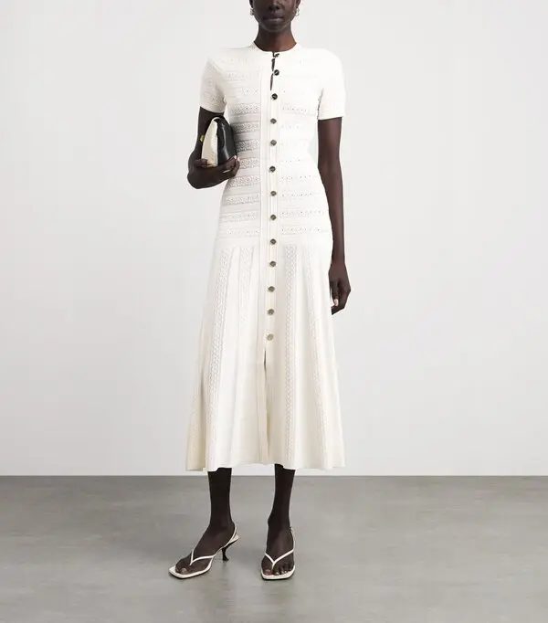 Sandro Knit Button-through Midi Dress - Beige