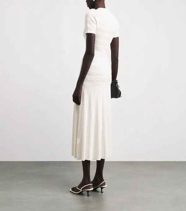 Sandro Knit Button-through Midi Dress - Beige