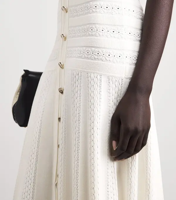 Sandro Knit Button-through Midi Dress - Beige