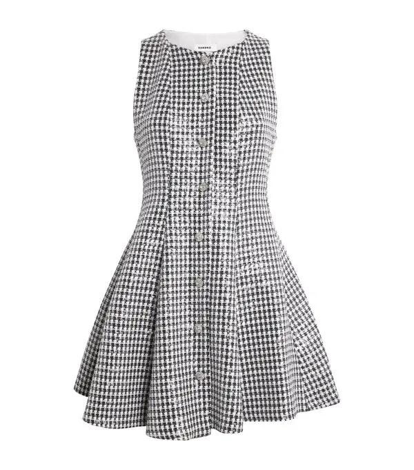 Sandro Tweed Sequinned Mini Dress - Black