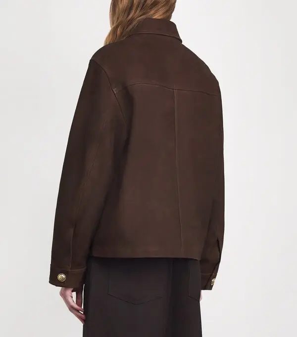Sandro Suede Jacket With Pocket Details - Brown