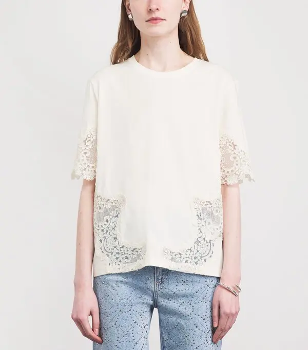 Sandro Cotton Lace T-shirt