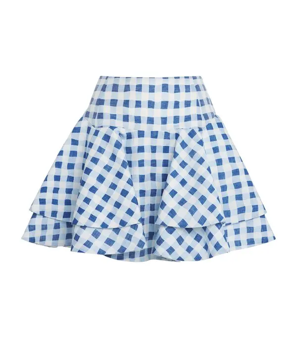 Sandro Linen-blend Ruffle Mini Skirt - Blue