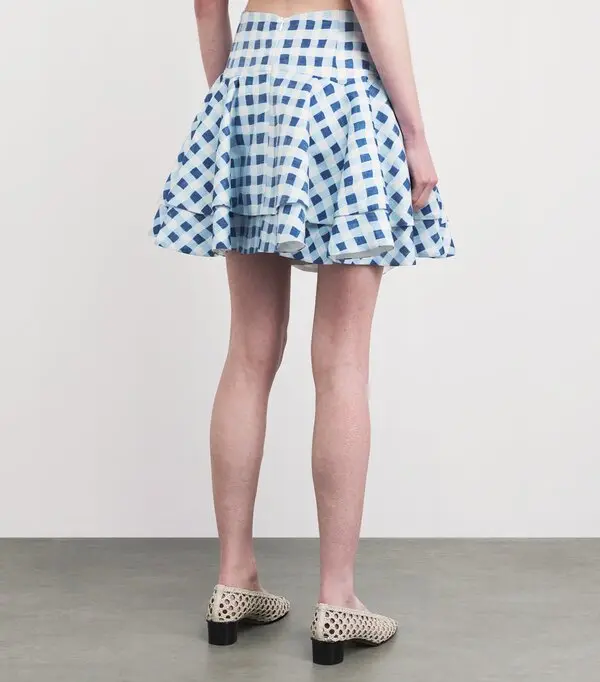 Sandro Linen-blend Ruffle Mini Skirt - Blue