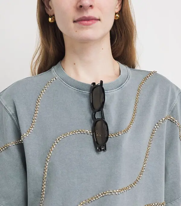 Sandro Cotton Embellished T-shirt - Black