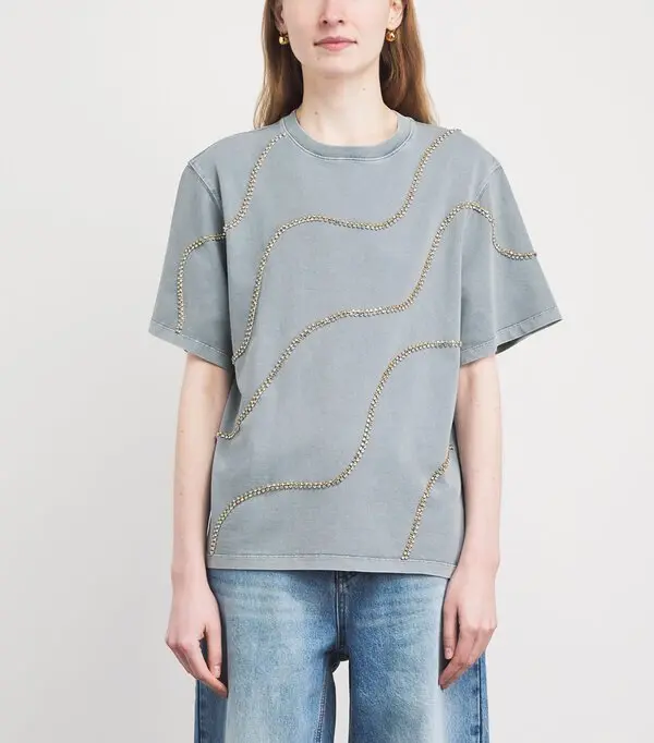 Sandro Cotton Embellished T-shirt - Black
