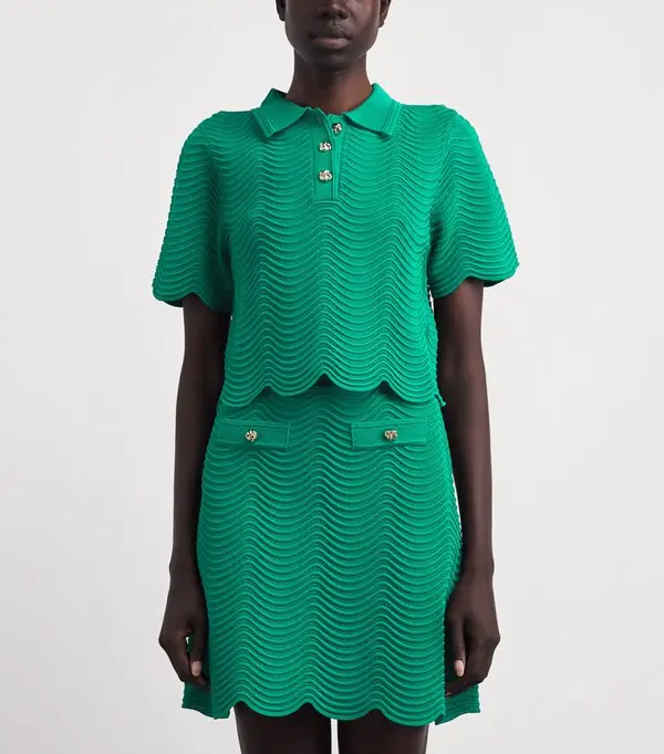 Sandro Scalloped Polo Sweater