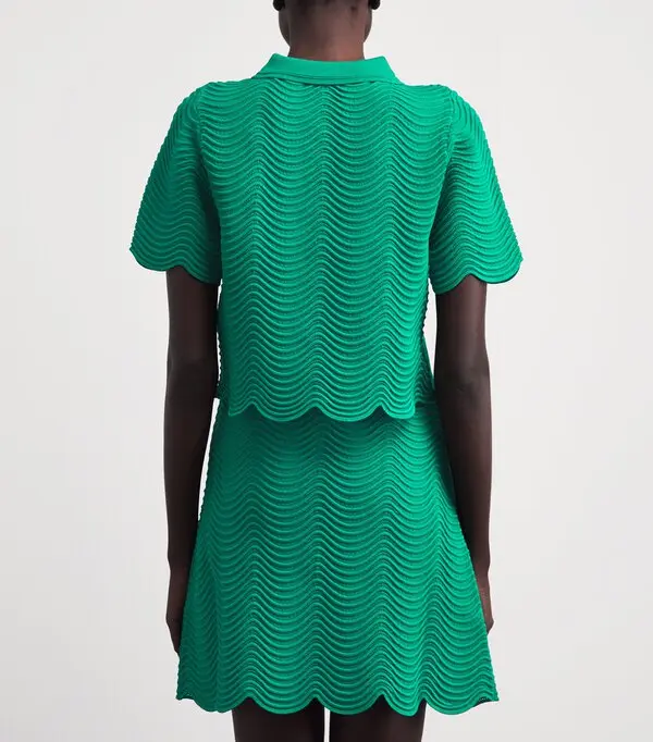 Sandro Scalloped Polo Sweater