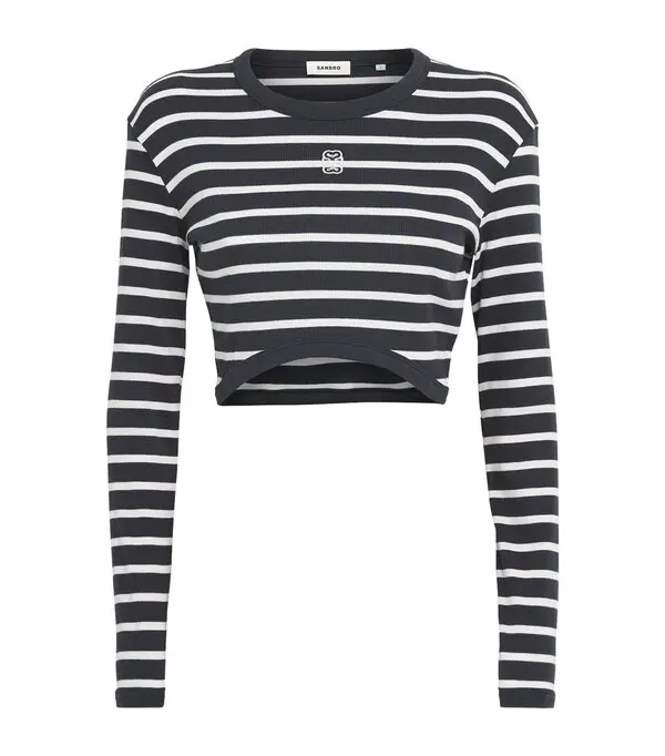 Sandro Striped Cotton Crop Top