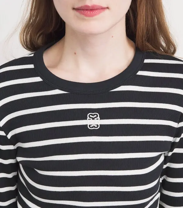 Sandro Striped Cotton Crop Top