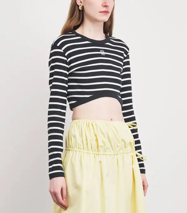 Sandro Striped Cotton Crop Top