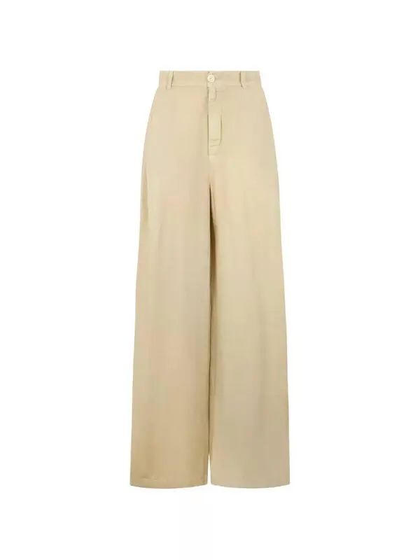 120% Lino Buttoned Wide Leg Trousers