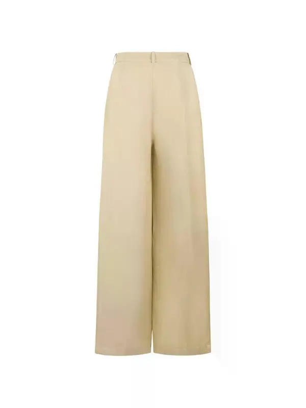 120% Lino Buttoned Wide Leg Trousers