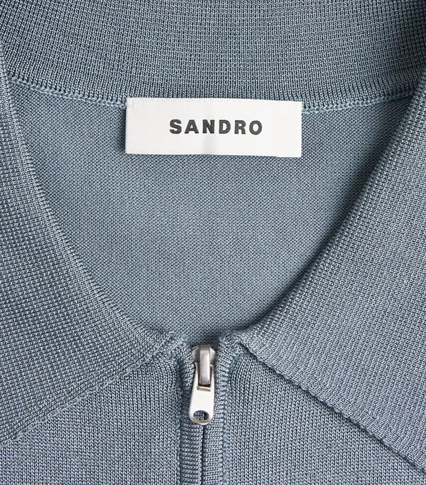 Sandro Zip-up Polo Shirt - Black