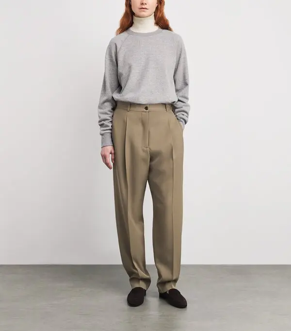 THE ROW Gianni Wool Trousers - Beige