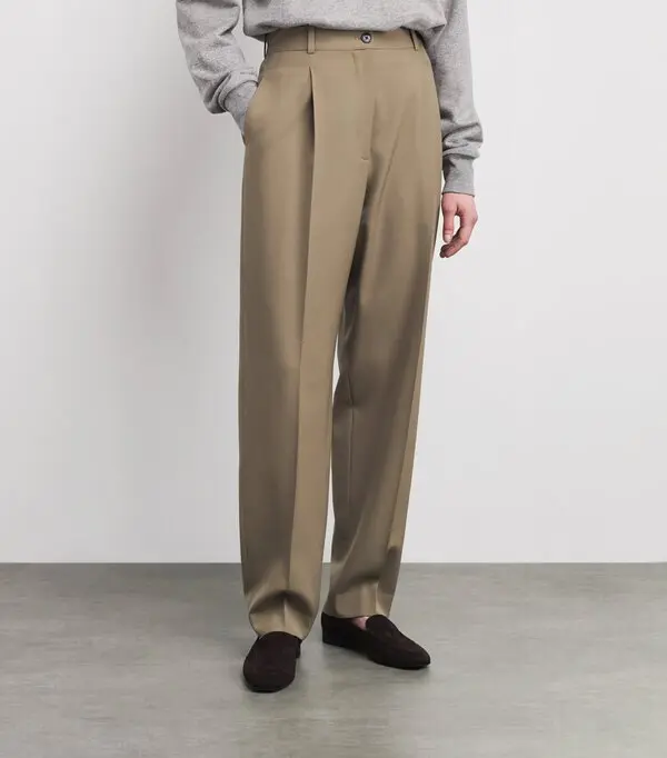 THE ROW Gianni Wool Trousers - Beige