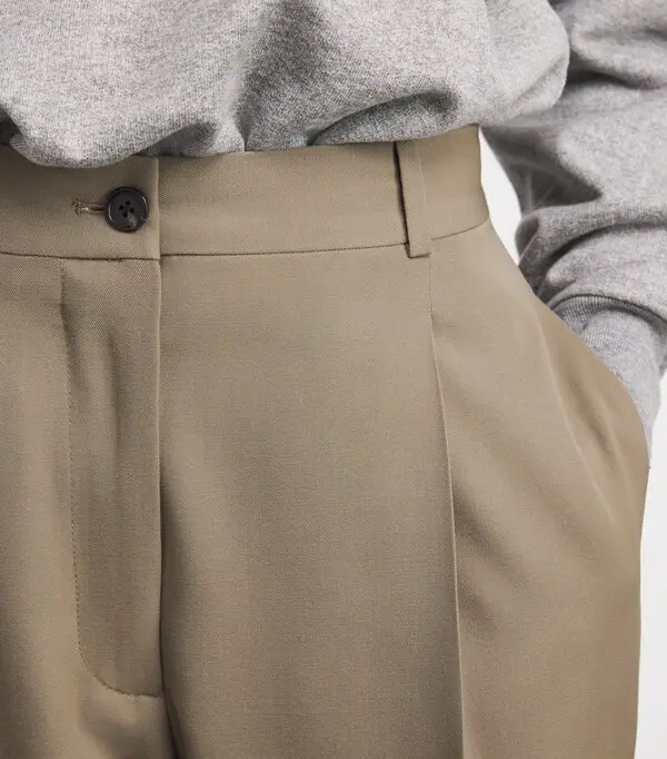 THE ROW Gianni Wool Trousers - Beige