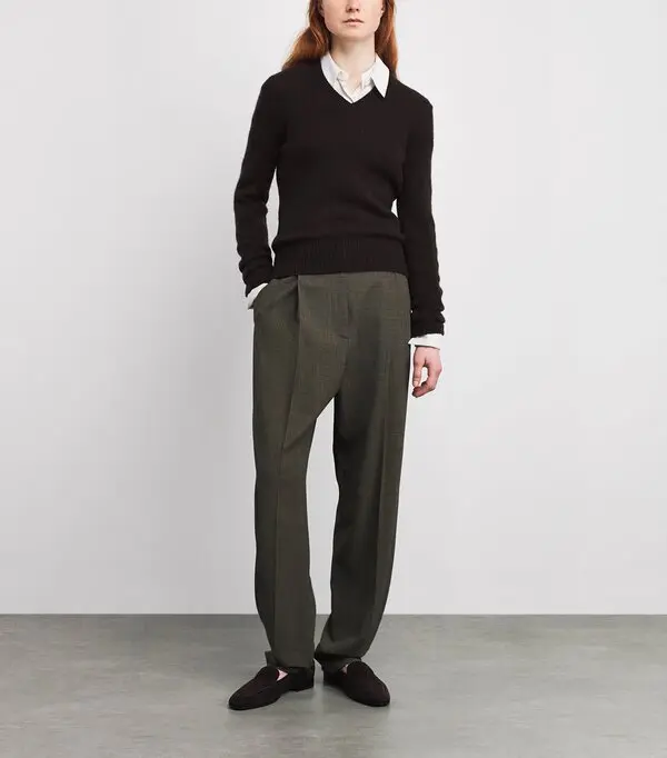 THE ROW Gianni Sheep Wool Trousers - Brown