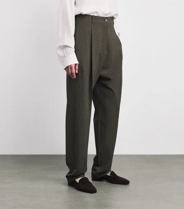 THE ROW Gianni Sheep Wool Trousers - Brown